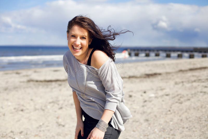 Confident Young Woman by the Beach Stock Photo - Image of carefree ...