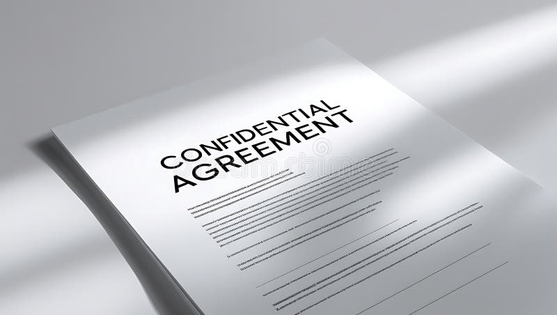Confidential Agreement Document on a Surface with Natural Light Stock ...