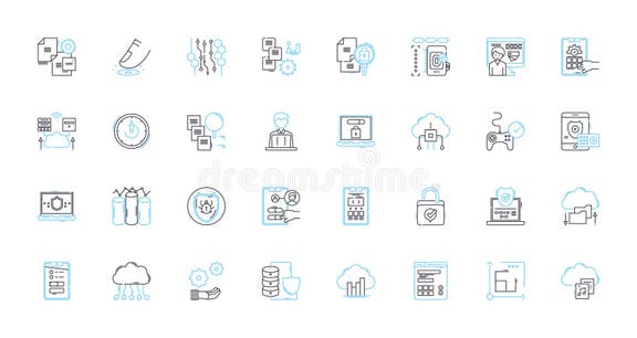 Confidential Data Linear Icons Set. Privacy, Encryption, Security ...