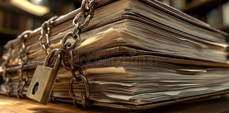 Confidential Documents are Secured Using a Padlock and Chains To Ensure ...