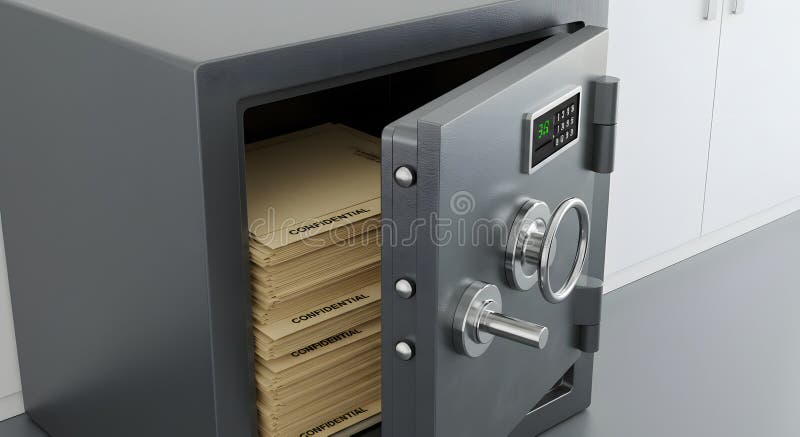 Confidential Documents Securely Stored in a Modern Steel Safe Stock ...