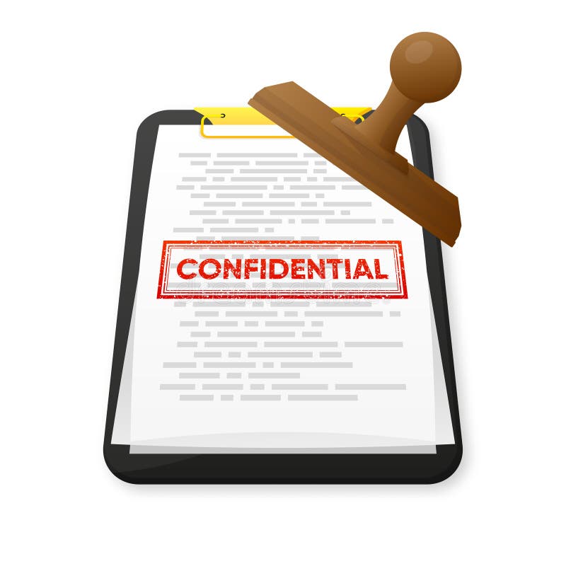 Confidential Grunge Rubber Stamp on White Document. Black Clipboard ...