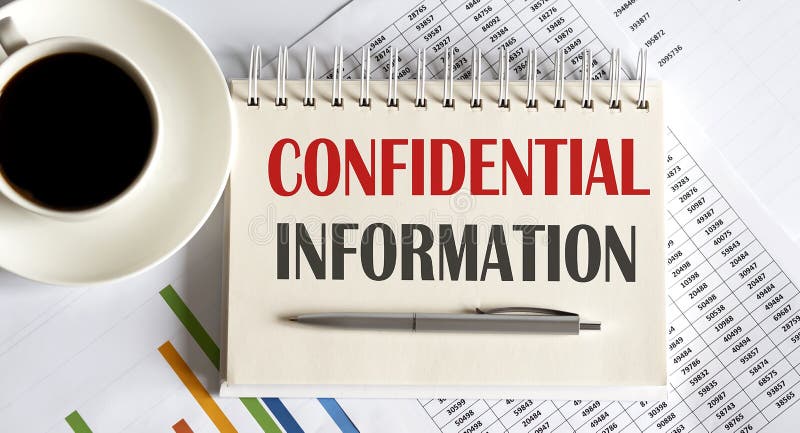 CONFIDENTIAL INFORMATION Text Written on a Notebook with Pen and Chart ...