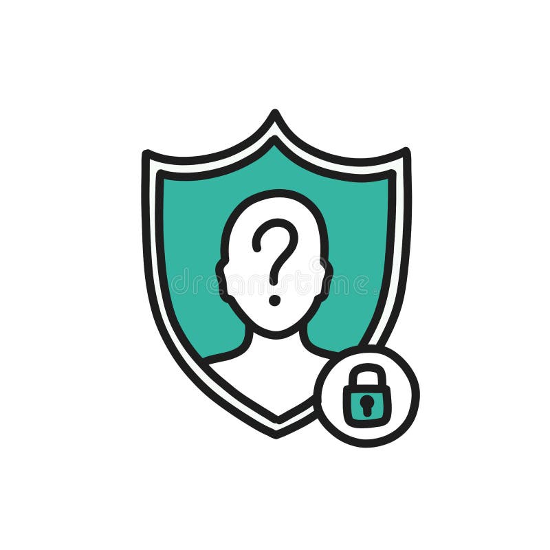 Confidentiality and Anonymity Doodle Icon, Vector Color Line ...
