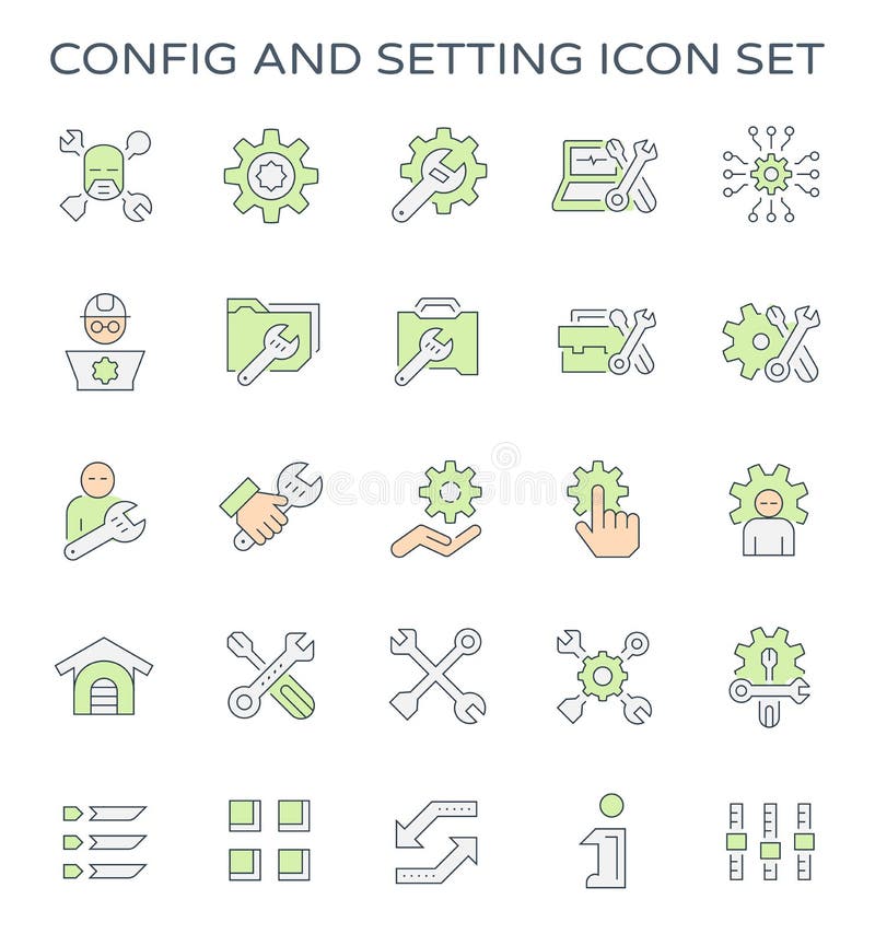 Config and Setting Icon Set Stock Vector - Illustration of config ...