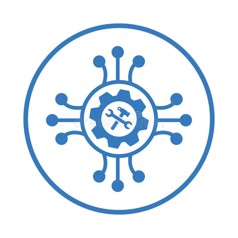 Configuration, Settings Icon. Blue Vector Sketch Stock Illustration ...