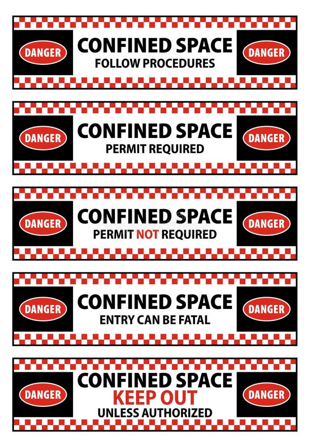Danger Confined Space, Permit Required, Do Not Enter Sign Warning ...
