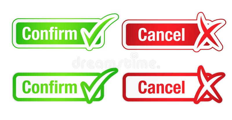 Confirm and Cancel Buttons with Checkmarks Stock Vector - Illustration ...