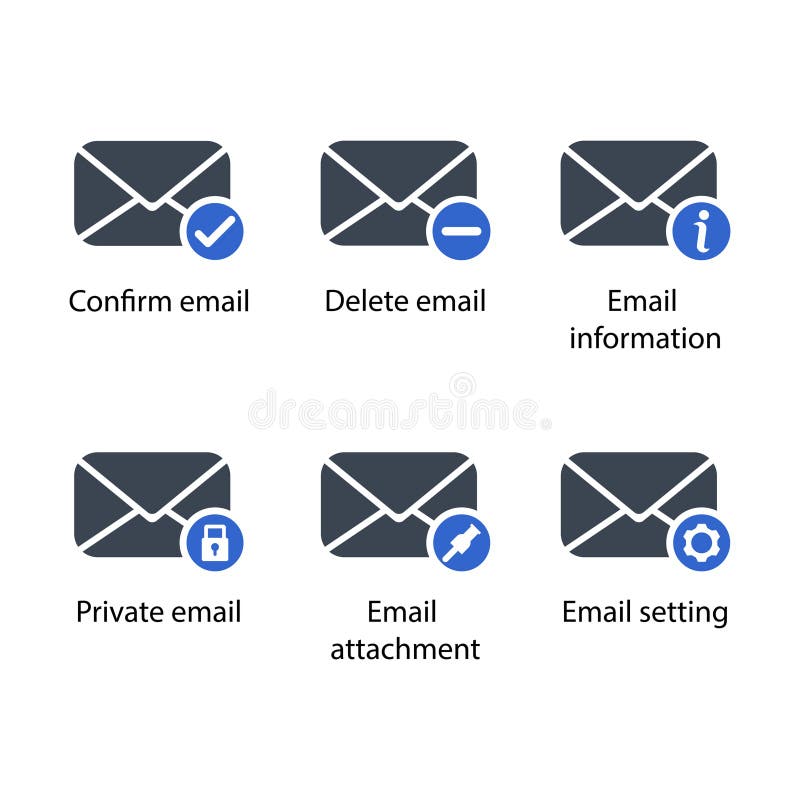 Confirm, Delete, Information, Private, Attachment, Setting, Email Icon ...