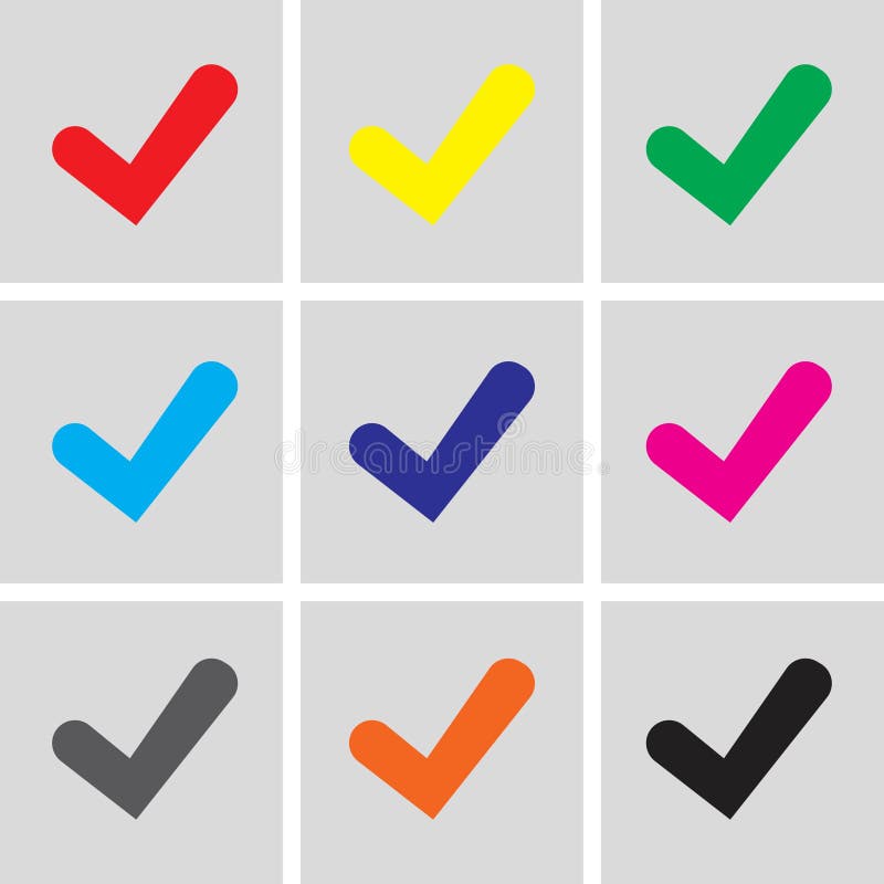 Confirm Icons; Vector Illustration. Flat Design Style Stock Vector ...