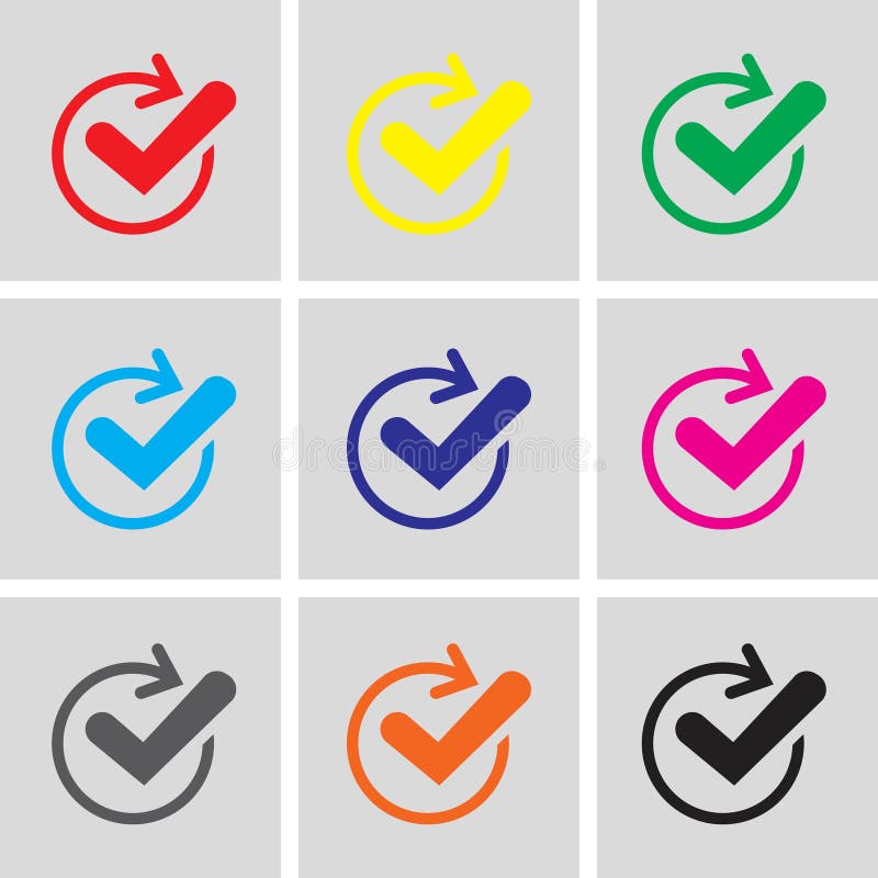 Confirm Icons; Vector Illustration. Flat Design Style Stock Vector ...