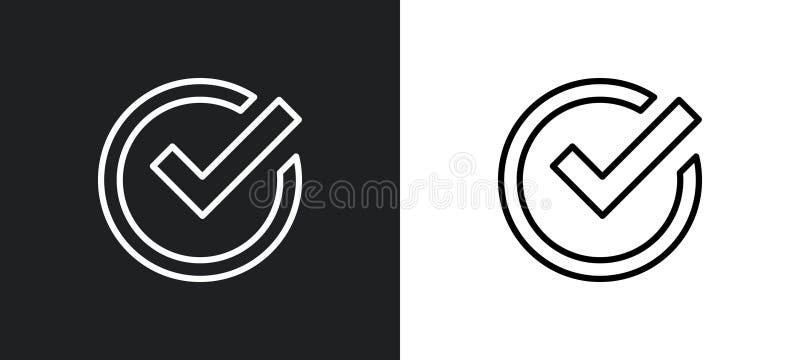Confirm Outline Icon in White and Black Colors. Confirm Flat Vector ...