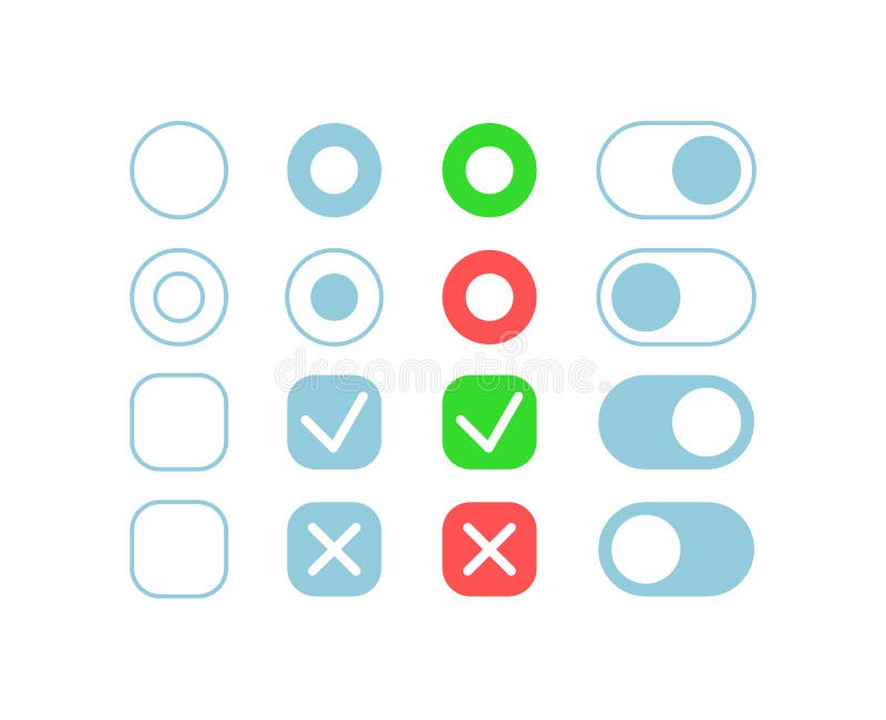 Confirmation Buttons UI Elements Kit Stock Vector - Illustration of ...