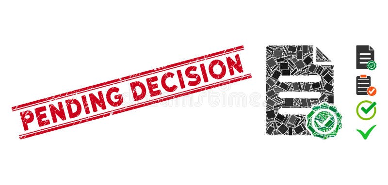 Confirmation Document Mosaic and Scratched Pending Decision Seal with ...