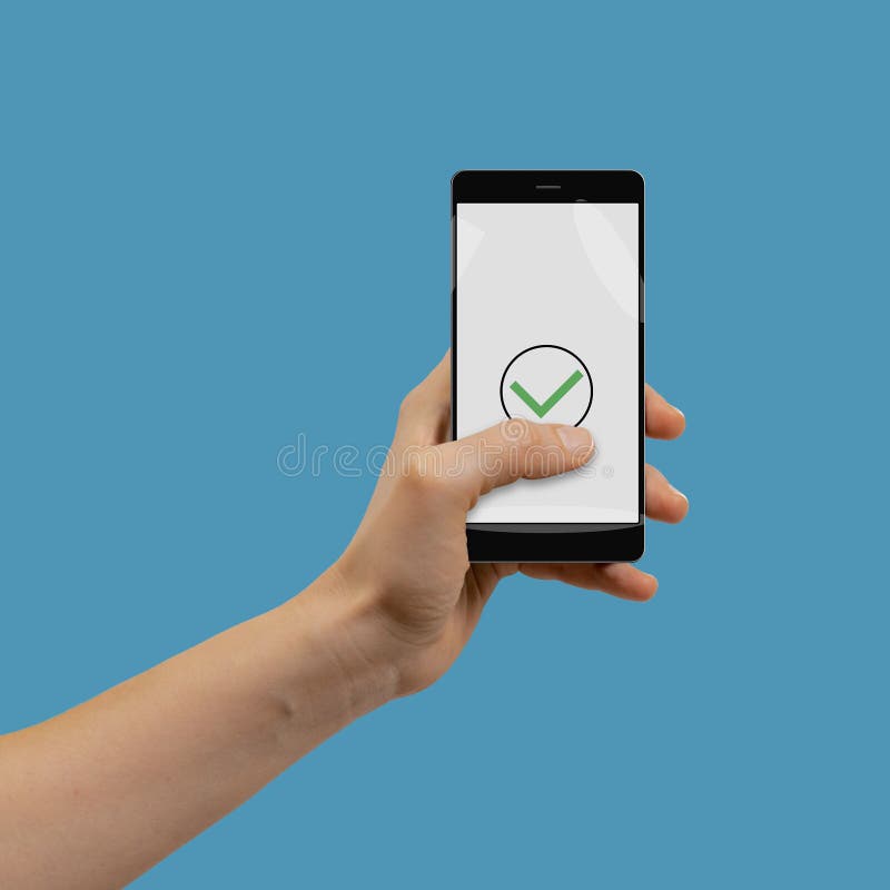Confirmation Icon on Smartphone Stock Photo - Image of click ...