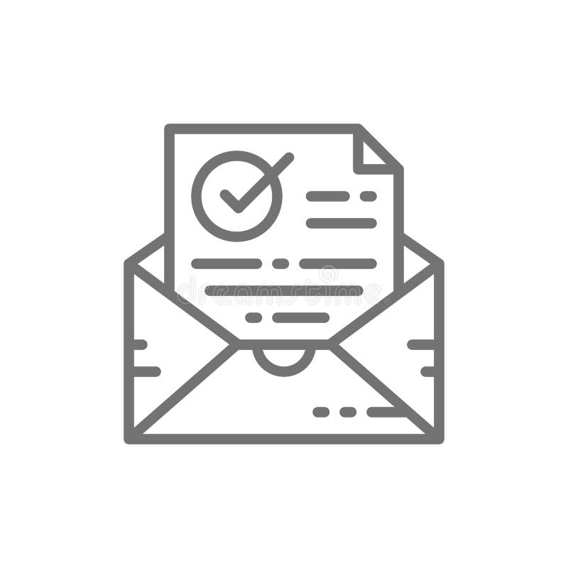 Confirmation Letter, Checked, Envelope with Document and Check Mark ...