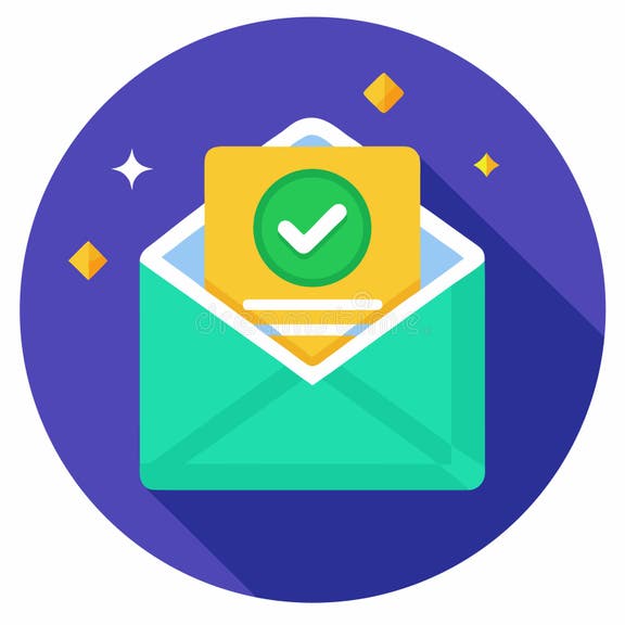 Confirmation Mail Notification Icon. Flat Vector Illustration Stock Vector - Illustration of ...