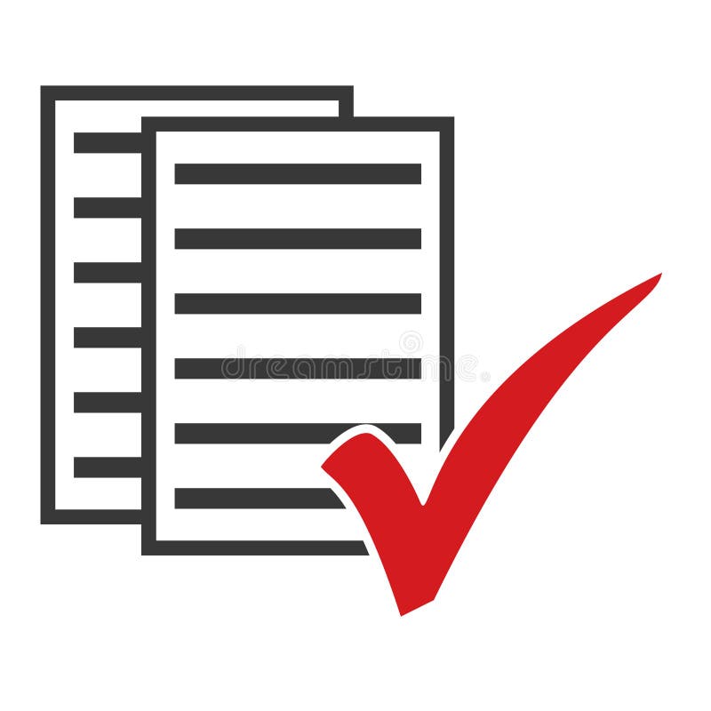 Confirmed Documents - Paper Icon with Red Tick Symbol Stock ...