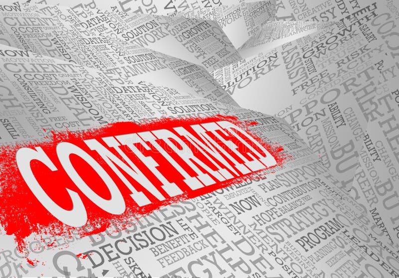 Confirmed word cloud stock illustration. Illustration of plan - 80128834