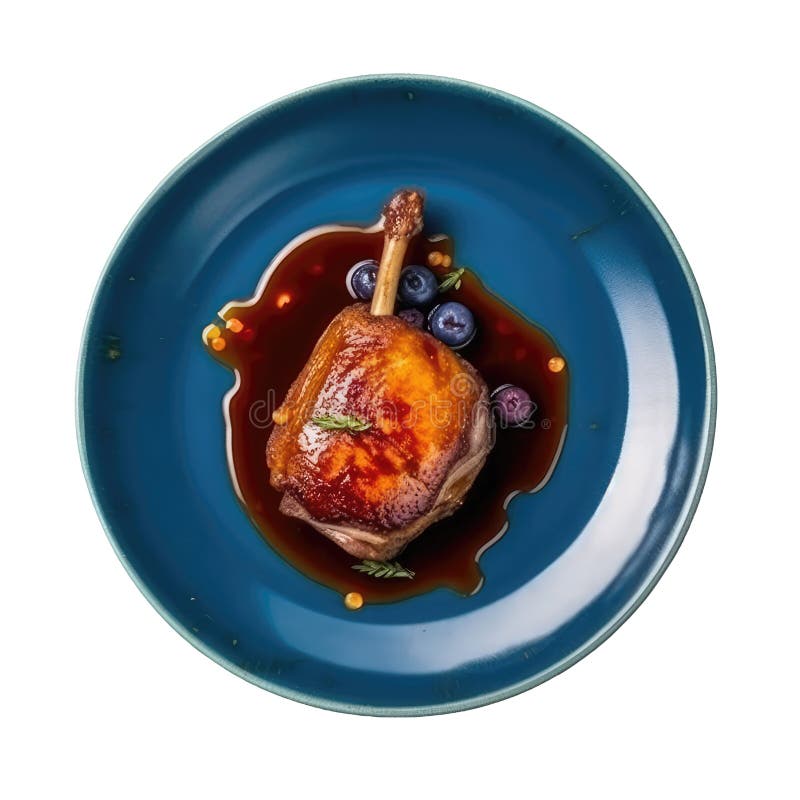 Confit De Canard on a Blue Round Plate, French Dish. Generative AI ...