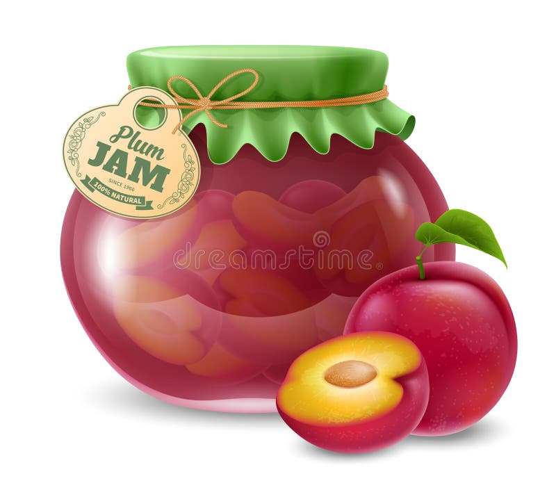 Confiture De Prune Dans Le Pot En Verre Illustration de Vecteur ...
