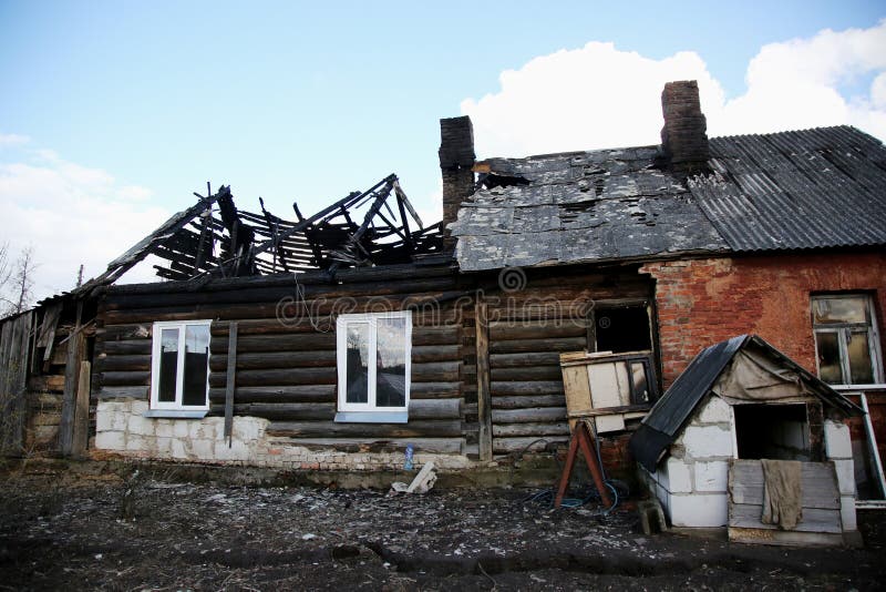 Conflagration. Elements of the Burned House Stock Image - Image of balk ...