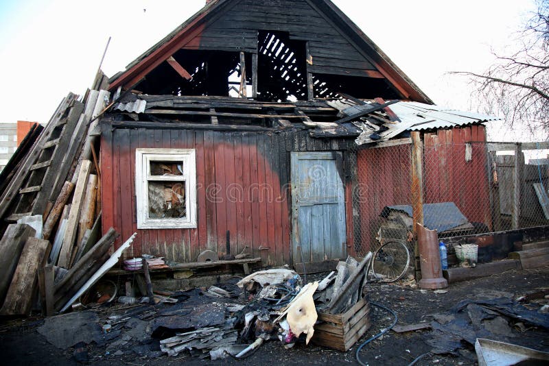 Elements of the Burned Wood House Conflagration in Oregon Stock Photo ...