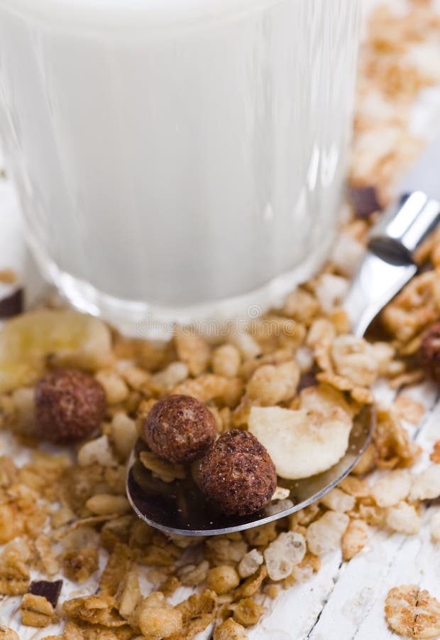 Conflakes with milk stock photo. Image of diet, ingredients - 23878430