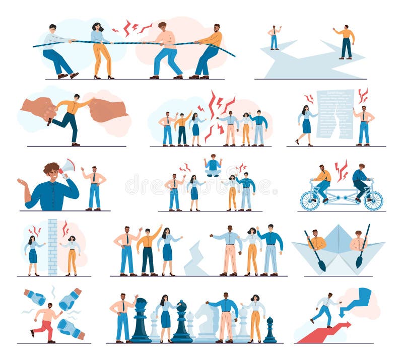 Conflict Concept Set. Business Controversy or Disagreement Stock ...