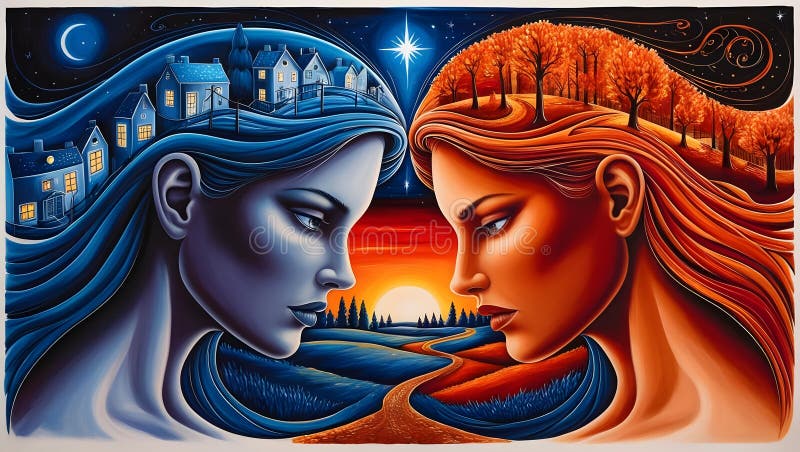 Conflict of Emotions Artistic Expression Surreal Landscape Colorful ...