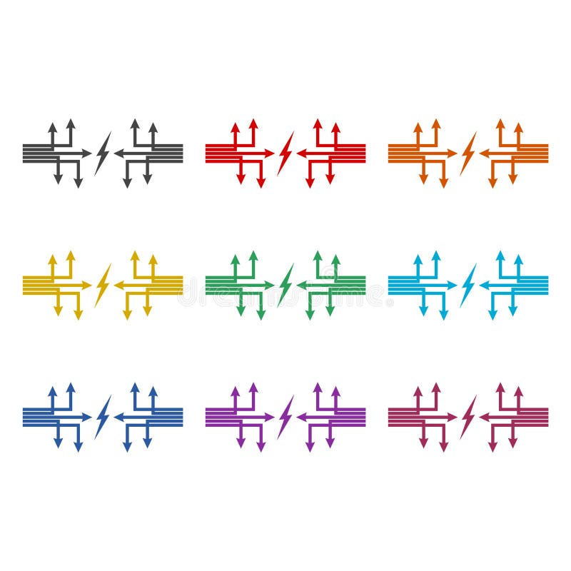 Conflict icon, color set stock vector. Illustration of isolated - 195678569