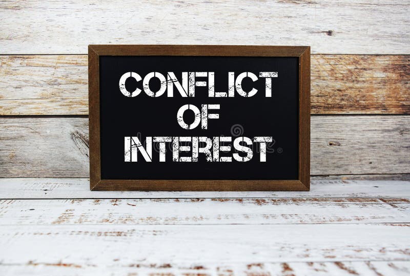 Conflict of Interest Typography Text on Wooden Blackboard Stock Image ...