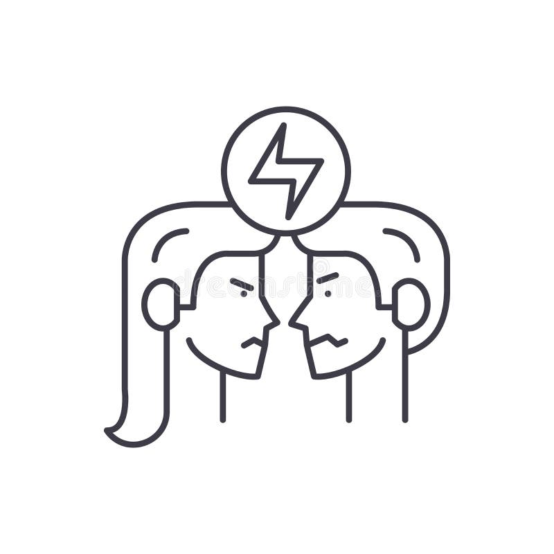 Conflict Line Icon Concept Conflict Vector Linear Illustration Symbol