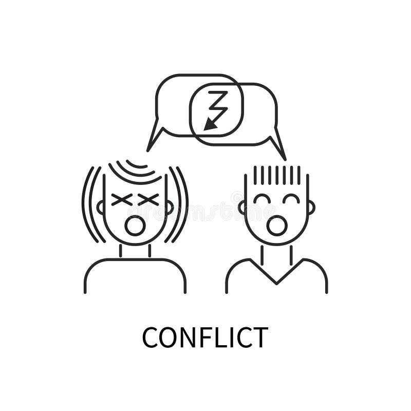 Conflict Line Icon Concept Conflict Vector Linear Illustration Symbol