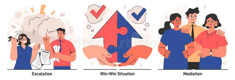 Conflict Management Set. Character with Conflict Resolution Skill Stock ...