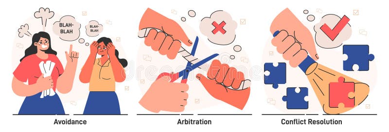Conflict Management Set. Character with Conflict Resolution Skill Stock ...