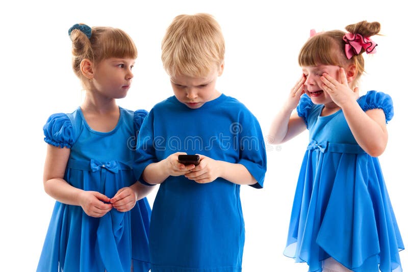 Conflict over the phone stock image. Image of cute, human - 28965807
