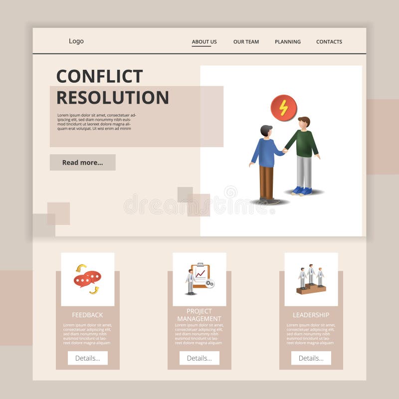 Conflict Resolution Flat Landing Page Website Template. Feedback ...