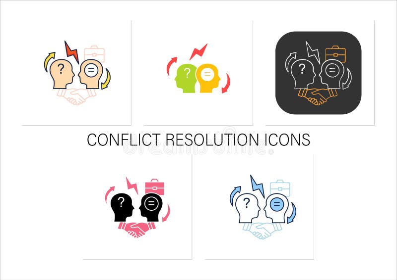 Conflict Resolution Icons Set Stock Vector - Illustration of teamwork ...