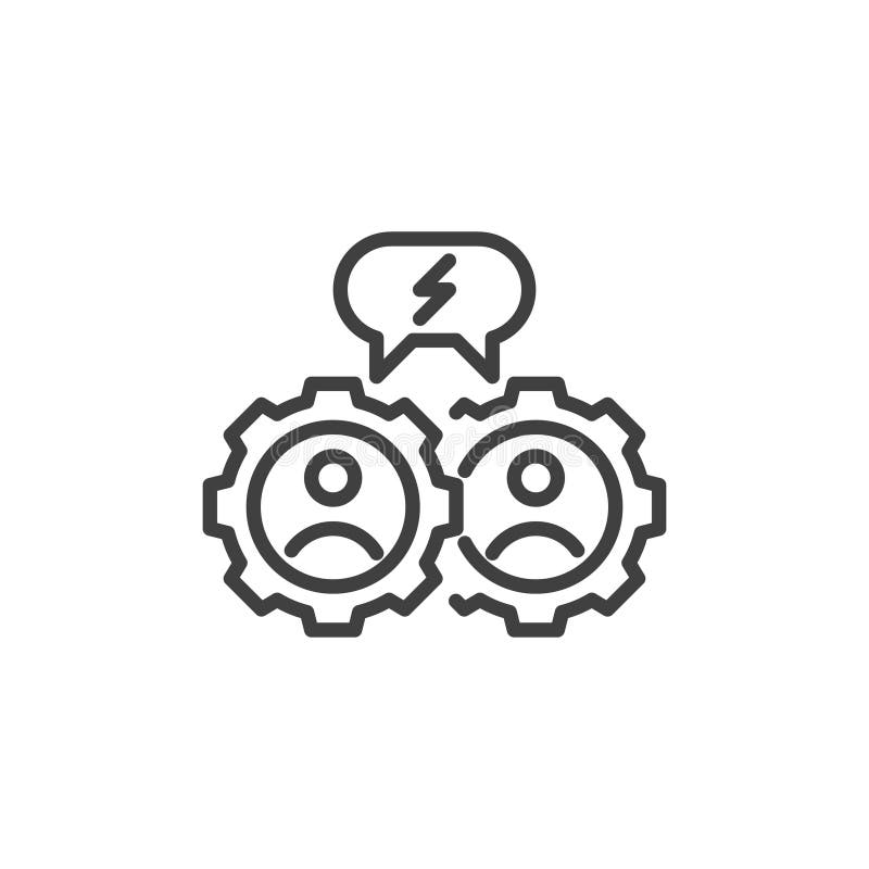 Conflict Line Icon, Outline Vector Sign, Linear Style Pictogram ...