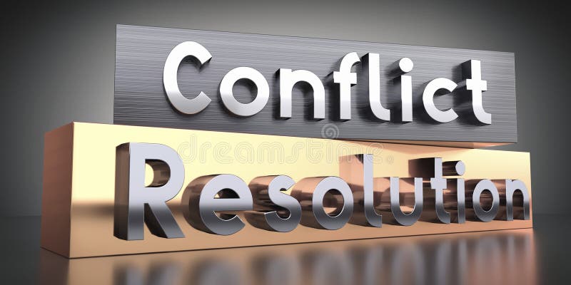 Conflict, Resolution - Words on Metal Blocks Stock Illustration ...