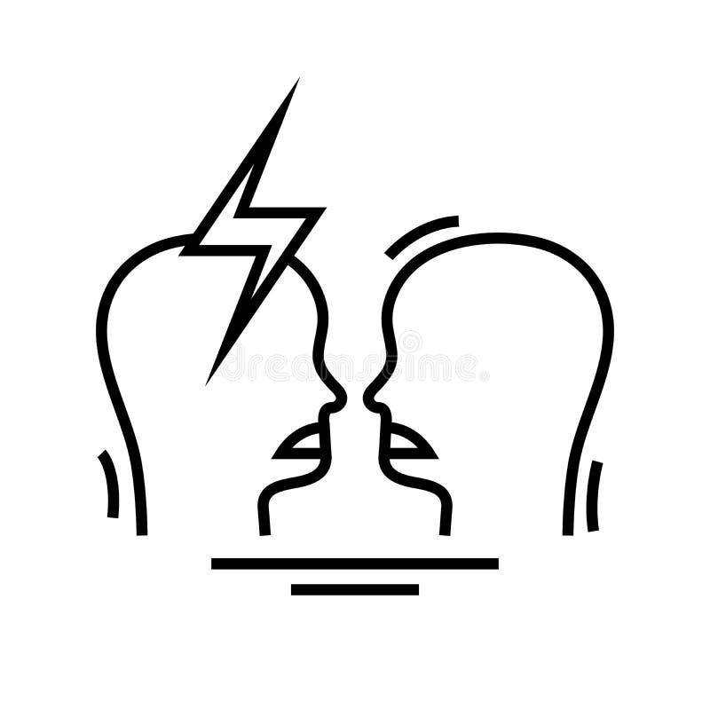 Conflict Line Icon, Outline Vector Sign, Linear Style Pictogram ...