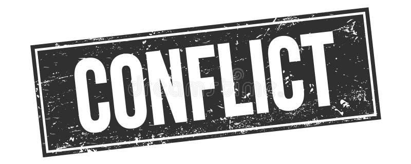 CONFLICT Text on Black Grungy Rectangle Stamp Stock Illustration ...