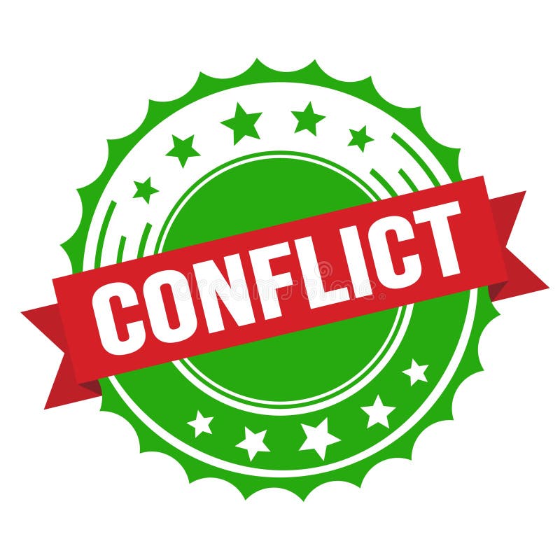 CONFLICT Text on Red Green Ribbon Stamp Stock Illustration ...