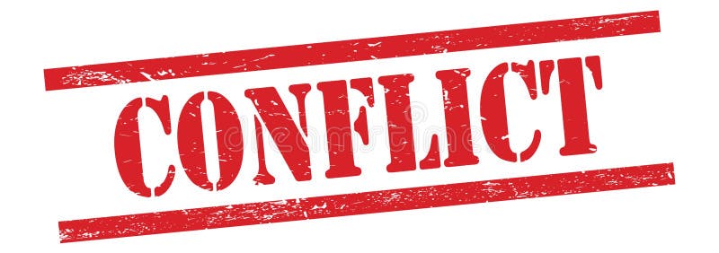 CONFLICT Text on Red Grungy Lines Stamp Stock Illustration ...