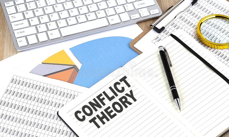 CONFLICT THEORY Text on Notebook with Chart and Keyboard Stock Photo ...