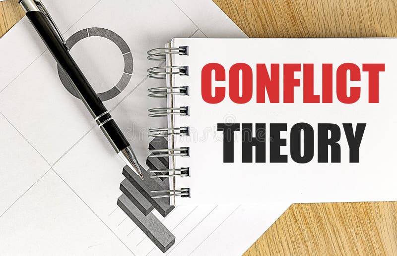 CONFLICT THEORY Text on Notebook with Chart on Wooden Background Stock ...