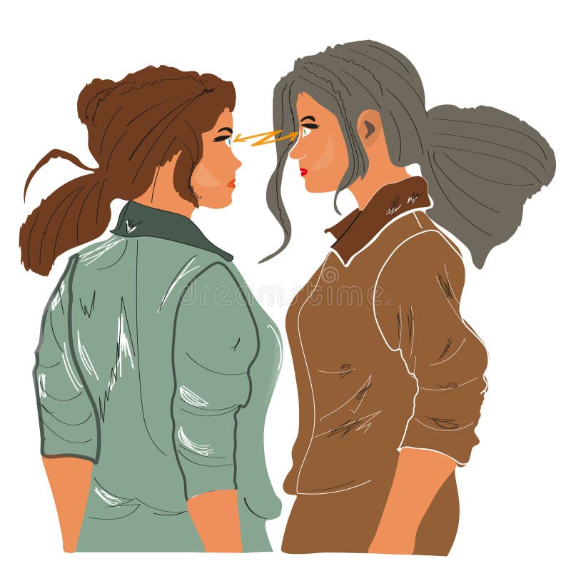 Conflict between Two Young Women Stock Vector - Illustration of organ ...