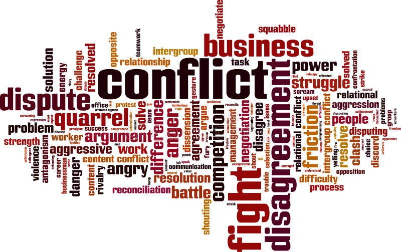 Conflict in word cloud stock illustration. Illustration of crisis ...