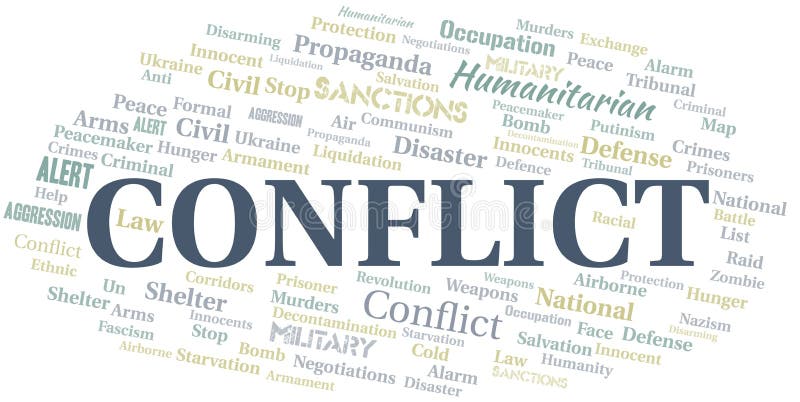 Conflict Word Cloud. Vector Made with the Text only. Stock Vector ...